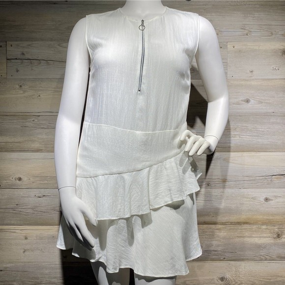 Buru | Dresses | Buru White Sleeveless Mini Dress Size Large Gauzy Zip ...